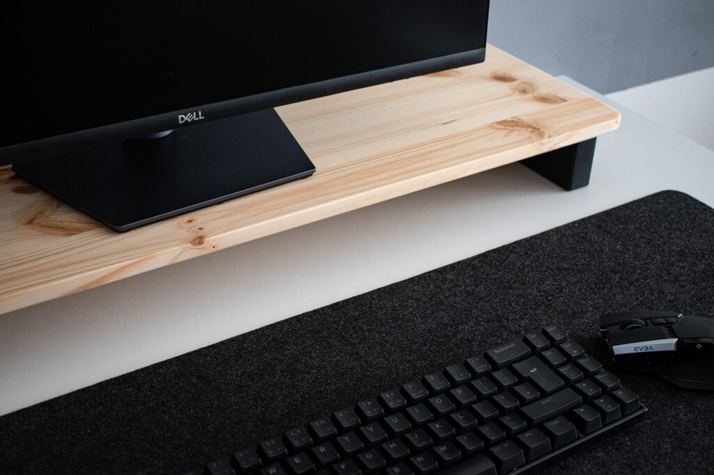 Solid Wood Natural/Black Monitor Stand Single - justwoodit
