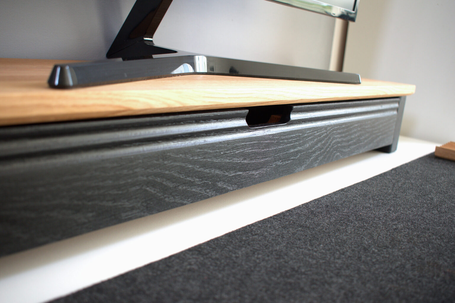 Solid Oak Monitor Stand with Drawer - justwoodit